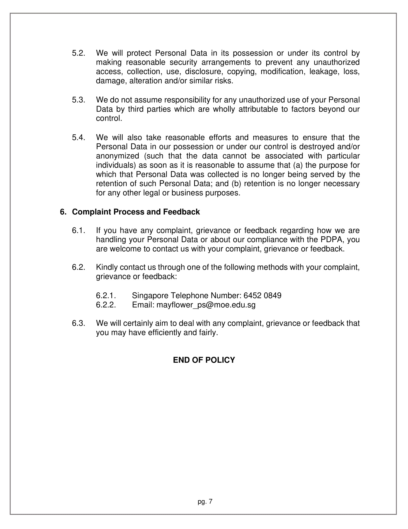 Personal Data Protection Policy